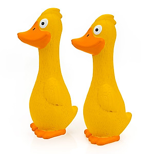 CHIWAVA 2 Pack 7.9 Inch Squeak Latex Dog Toy Yellow Duck Interactive Play for Small Medium Dogs