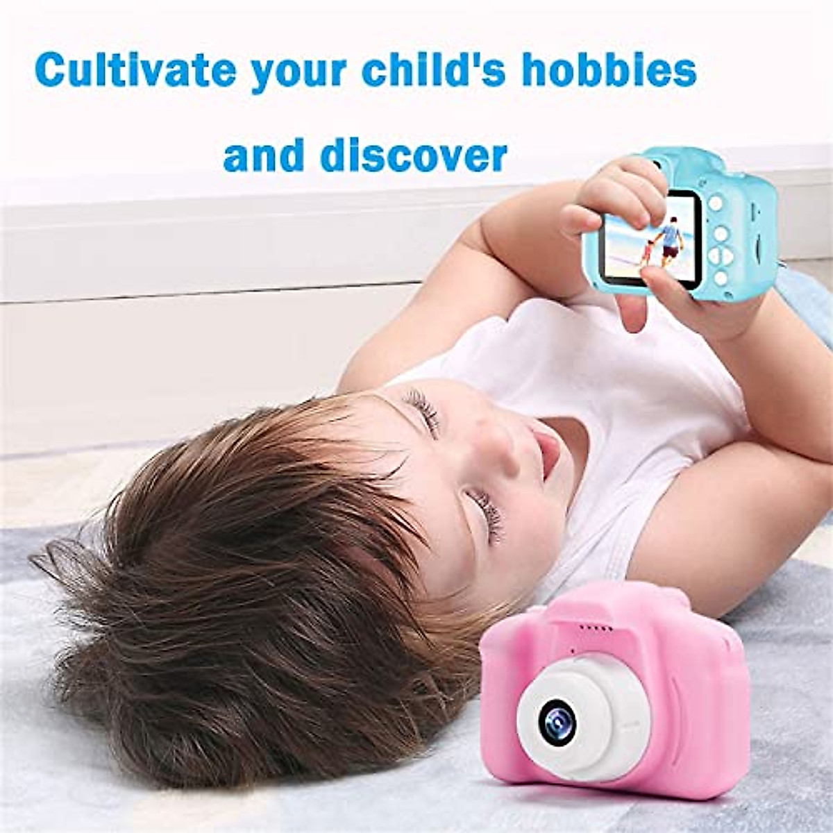 Hopwin Kids Mini Camera Toy, HD Digital Video Cameras for Boys Girls, Portable Children Video Record Camera with 512MB SD-Card, Multiple Photo Frames (One Size, Blue)