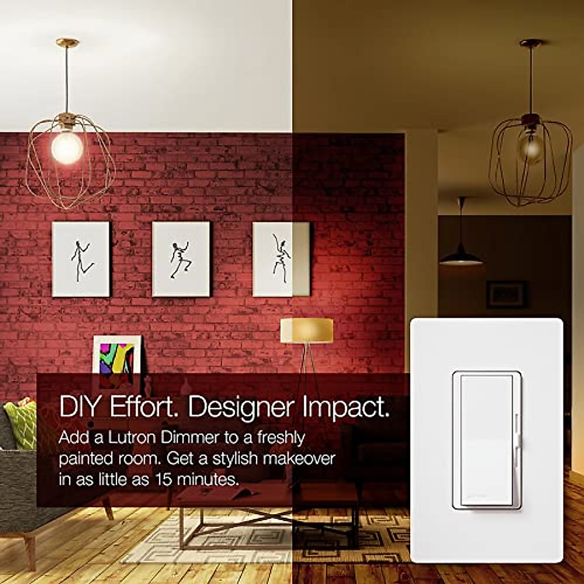 Lutron Diva LED+ Dimmer Switch for Dimmable LED, Halogen and Incandescent Bulbs, 150W/Single-Pole or 3-Way, DVSCCL-153P-PD, Palladium