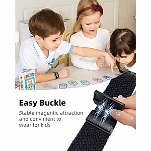 OWKEY Braided Solo Loop Compatible with Kids Apple Watch Band, Stretchy Breathable Strap with Easy Buckle for iWatch Series 9 8 7 6 5 4 3 SE SE2 Girls Boys Small Wrists