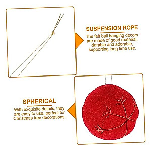 EXCEART 3pcs Christmas Felt Balls Christmas Wreath Mantel Decorations for Fireplace Prom Decorations Christmas Ball Ornaments Christams Tree Pom Pom Ball Christmas Tree Ornament Manual Red