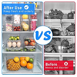 Pomeat 10 Pack Fridge Organizer with Lid Stackable Refrigerator Organizer Bins BPA-Free Fridge Organizers and Storage Clear Kitchen Cabinet Pantry Organization Fruit and Vegetable Storage Containers