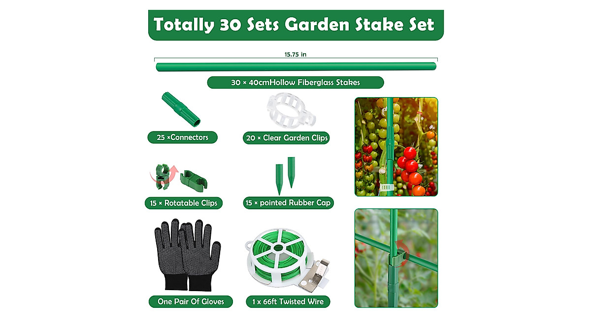Cludoo 94PCS Garden Stakes Set - Durable Plant Support