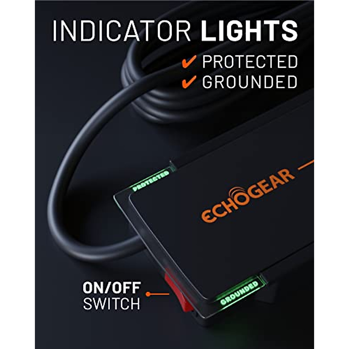 ECHOGEAR ShockBlocker 8 Outlet Surge Protector Power Strip - Slim Design Can Power & Protect Your Entire TV, Office, Or Gaming Setup - Advanced Surge Suppressor with 3420 Joules of Protection