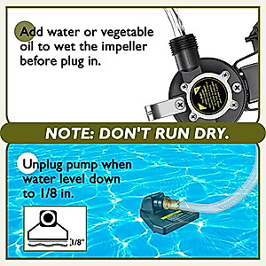 Limodot Water Transfer Pump, 115V self-priming Electric water Pump, Utility Pump With 6' Suction Hose Kit, 1/8'' Low Scution Water Removal For Rain Barrel, Pool, Hot Tub, Fish Tank, Garden, And More
