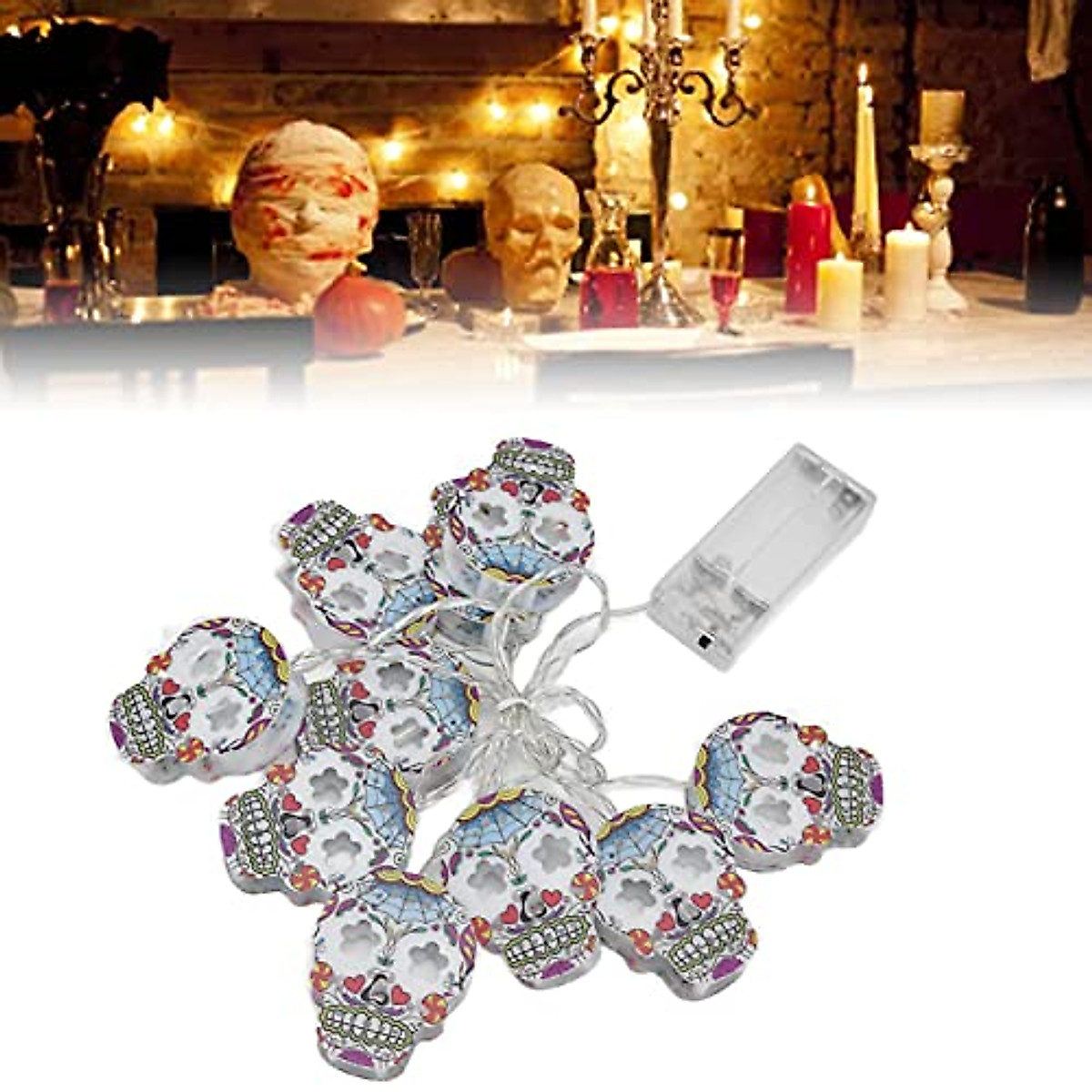 Yivibe Halloween String Lamp, Flexible Battery Operated Lightweight LED String Light for Courtyard for Garden for Home