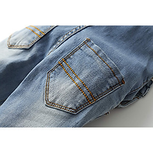 KIDSCOOL SPACE Baby & Toddler Adjustable Light Blue Washed Slim Jeans Overalls,Blue,2-3 Years