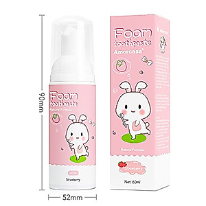KONLEMEI Foam Toothpaste Kids, Natural Formula Edible Strawberry Flavor,120ml, 2Packs