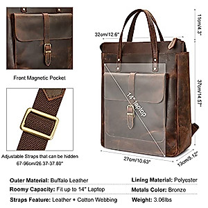 S-ZONE Women Genuine Leather Backpack Purse Retro Top-handle Bags Vintage Totes