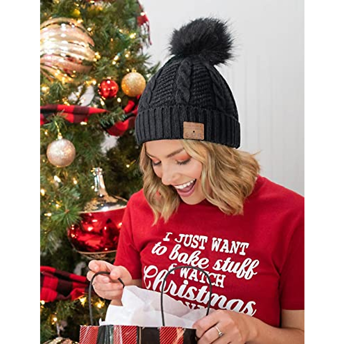 ChenFec Bluetooth Hat, Wireless Bluetooth Beanie Hat 5.0 Women Men Winter Knitted Hat Trendy Cap