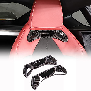 Fgtagtal Car Seat Backrest Trim Cover Fit for Toyota Supra GR A90 A91 MK5 2019-2024, ABS Seat Back Protection Cover Trim Sticker, 2 PCS (Black)