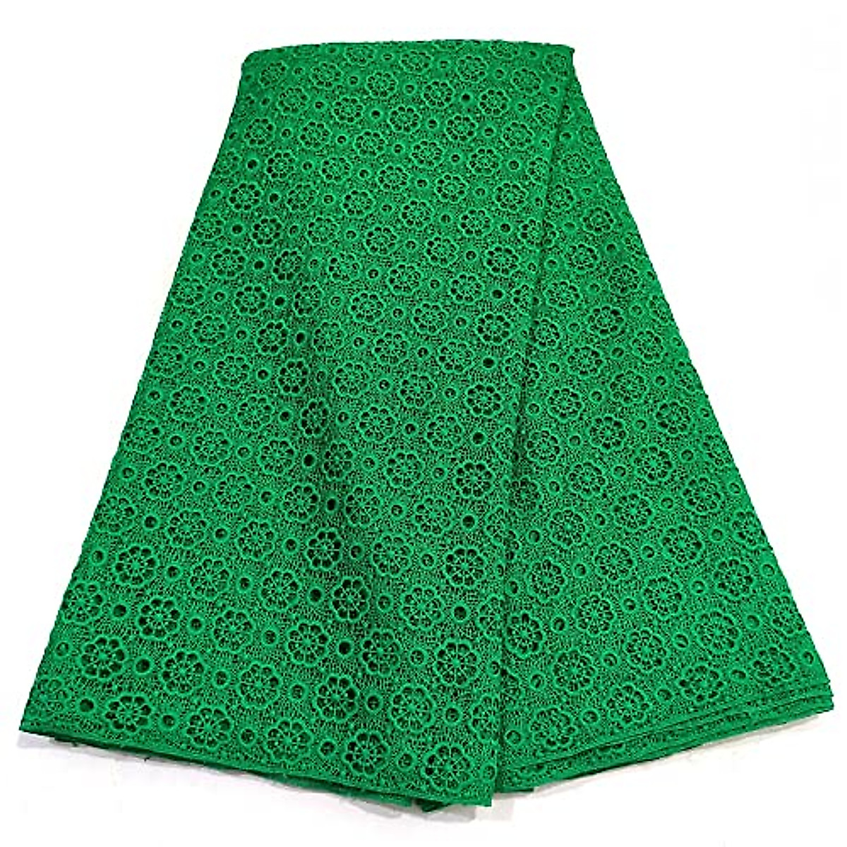 LadyQ African Lace Fabric French Nigerian Embroidered Cord Lace Fabric for Women Wedding Party Dress Silk Milk Lace 713LD (Green)