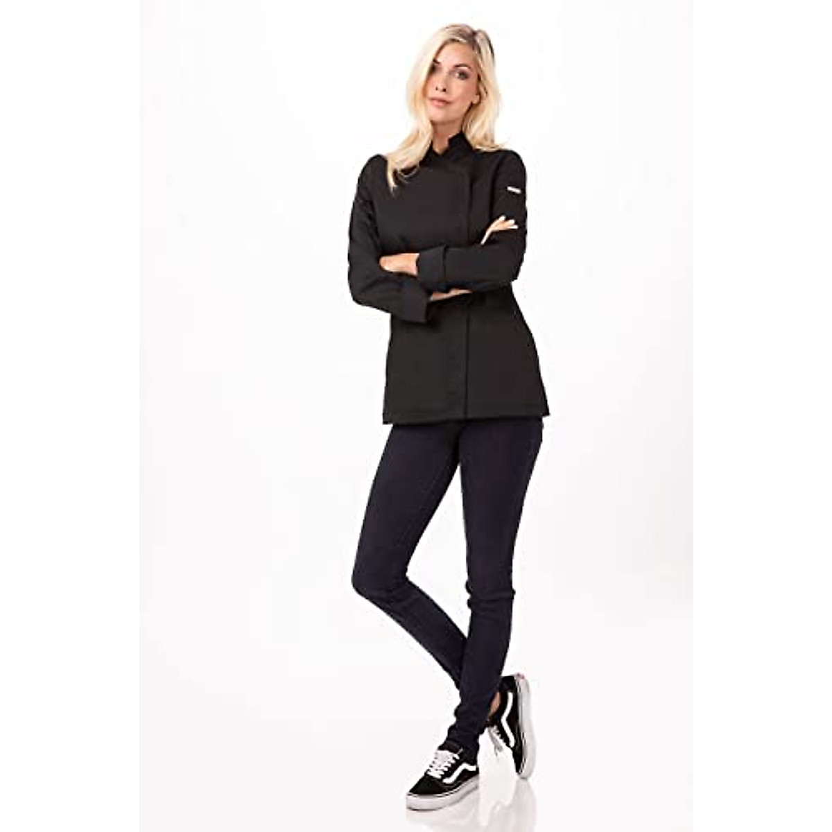Chef Works Women's Marrakesh V-Series Chef Coat, Black, Large