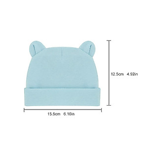 ikasus Newborn Baby Bear Ears Hats and Mittens Sets Preemie Cotton Caps Baby Boy Girl Infant Hospital Beanie 4 Sets Type 6