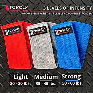 Revolv Performance Fabric Resistance Bands - Perfect for Leg, Glute, and Hip Abductor Activation Exercises, Squats and Deadlifts - Thick Heavy Duty Cloth Elastic Loop - for Men and Women (Set of 3)