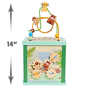 Disney Wooden Toys Lion King Large Activity Cube, Shape Sorting and Maze Puzzle, Learning and Education, Kids Toys for Ages 12 Month by Just Play