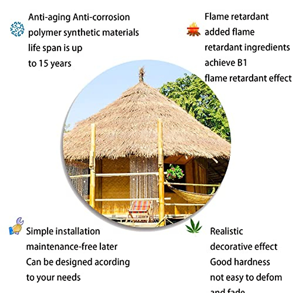 Pealihuy Mexican Straw Roof Thatch Roof Decoration Palm Thatch for Tiki Bar Hut, Patio, Party, Thatch Roofing Decorations,1 PCS