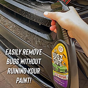 Bugz Out Car Bug Cleaner, Remover and Wash - Spray Bugs, Tar, Bird Poop Off Exterior of Car and Windshield. Remove Black Streaks Without Scratching or Removing Paint. 24 oz spray bottle with Microfiber Cloth (1 bottle)