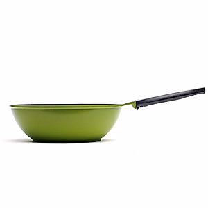 Ozeri 12" Green Wok Smooth Ceramic Non-Stick Coating (100% PTFE and PFOA Free)