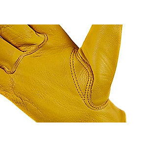 Saranac Hunter Premium Deerskin Gloves, Gold, X-Large - Unlined Full Grain Leather Work Gloves with Ergonomic Design, Reinforced Index Finger - Soft Leather Gloves - Premium Men’s Leather Goods
