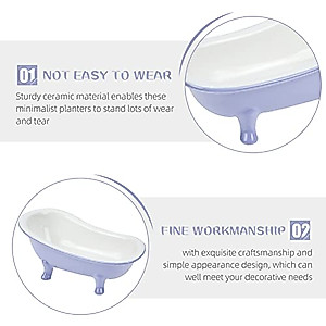 GANAZONO Jewelry Tray Bathtub Shape Ceramic Flower Pot Bonsai Flower Pot Mini Flower Pot Plant Container for Indoor Outdoor Garden Plants Decor