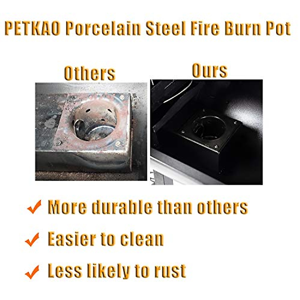 Fire Burn Pot for Austin XL Pit Boss Parts, Traeger Fire Pot Replacement, for Traeger and Most Pit Boss, Pit Boss 74254 Fire Pit, Camp Chef Pellet Grills, Porcelain Steel