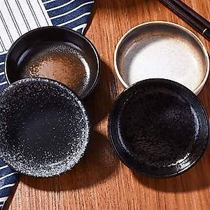 Cerficer Japanese Retro Soy Sauce Dishes 4 Pieces, Dipping Bowls Side Dish set for Salad Dressing, Jam