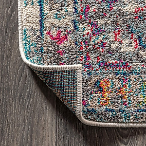 JONATHAN Y BMF103B-4 Bohemian Flair Boho Vintage Faded Navy/Cream 4 ft. x 6 ft. Area-Rug, Vintage, Easy-Cleaning, for Bedroom, Kitchen, Living Room, Non Shedding