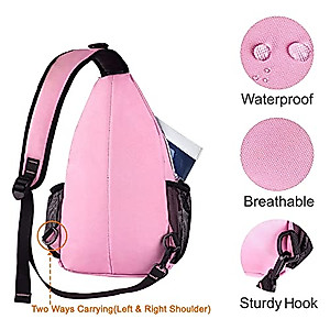 MOSISO Sling Backpack, Multipurpose Crossbody Shoulder Bag Travel Hiking Daypack, Light Pink, Medium