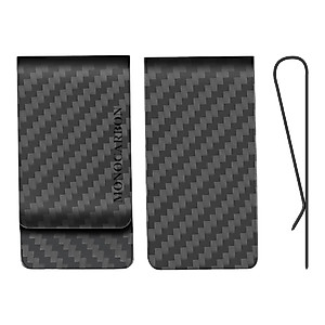 MONOCARBON Carbon-Fiber-Money-Clip-for-Men, Minimalist-Money-Holder for Cash, High Elastic Carbon-Fiber-Wallet, Slim and Durable (Twill Matte Black)