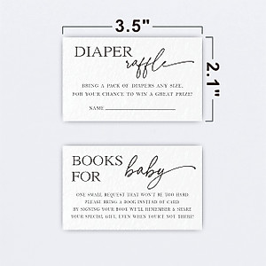 Set of 25 Baby Shower Invitations with Envelopes, Diaper Raffle Tickets and Baby Shower Book Request Cards, Minimalist Hello Baby, Modern Black and White Theme Theme Gender Reveal Party(YQKTZ-A10)