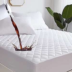 Wamsound 100% Waterproof Twin Size Mattress Pad,Quilted Fitted Mattress Cover,Deep Pocket Hollow Microfiber Alternative Filling Super Soft and Breathable Cooling Mattress Topper Skin-Friendly,18“