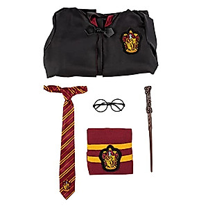 Harry Potter Dress Up Trunk for Kids, Official Wizarding World Costume Kit with Robe, Scarf, Tie, Wand and Glasses, Kids Size Small (4-6),Dark Brown