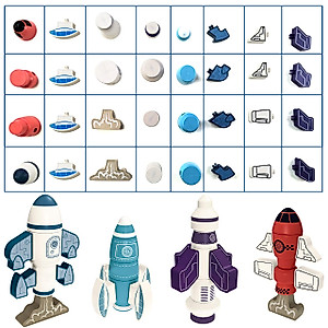 Gifts2U Magnetic Rockets Toy, Magnetic Blocks Stacking Robots for Kids Construction Learning with Storage Box,STEM Educational DIY Puzzle Playset Gift for Boys Girls Toddlers Ages 3 4 5 6