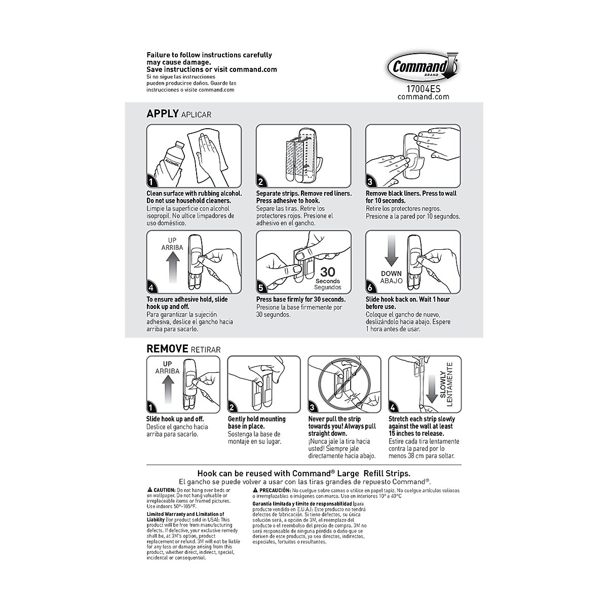Command Jumbo Utility Hooks, Damage Free Hanging Wall Hooks with Adhesive Strips, No Tools Wall Hooks for Hanging Decorations in Living Spaces, 1 White Hook and 4 Command Strips