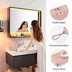 PONADA Silicone Makeup Bag - Travel Cosmetic Bags for Women,Waterproof Portable Pouch Toiletry Bag Make up Organizer with Double Zipper