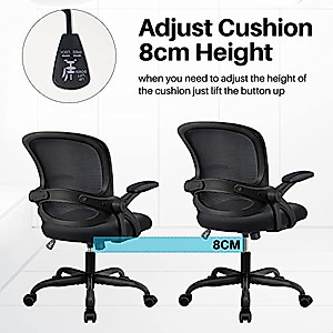 KERDOM Ergonomic Office Chair, Breathable Mesh Computer Chair, Swivel Desk Chair with Wheels and Flip-up Arms, Adjustable Height Home Gaming Chair