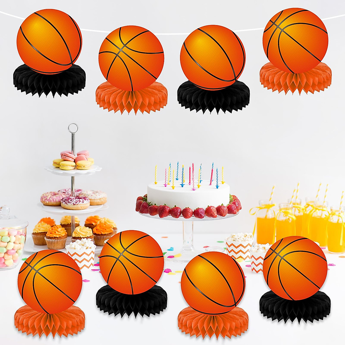 Chunnin 12Pcs Basketball Honeycomb Centerpiece Basketball Birthday Party Decoration Basketball Themed Party Table Toppers Basketball Party Table Centerpieces for Boy Sport Baby Shower Party Supplies