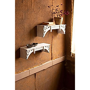 KALALOU CHW1197 Set of Two Wooden Wall Shelves