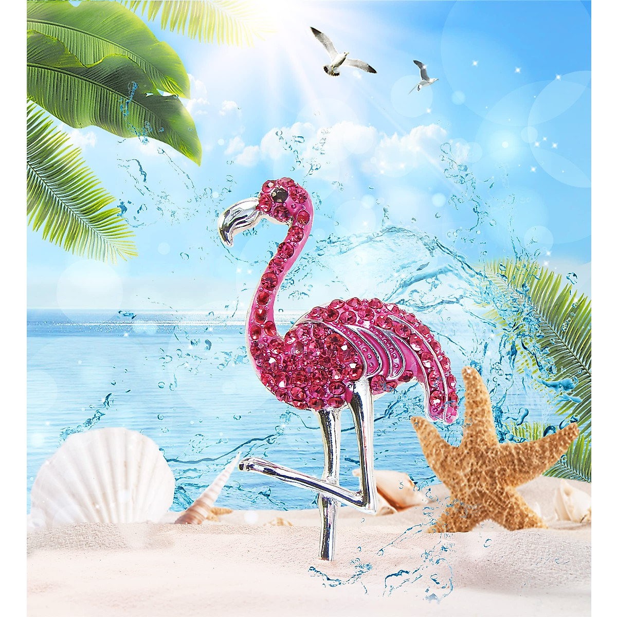 CoTa Global Sparkling Pink Flamingo Refrigerator Magnet - Elegant Pink Rhinestone Crystals, Cute Flamingo Magnet for Kitchen Fridge, Locker, Cute Home Flamingo Decor, Flamingo Kitchen Gifts - 2.5 Inch