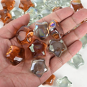 LUEYAO Star Glass Vase Filler Decorative Stars Shape Premium Glass Beads for Vases Gems Aquarium Pebbles Decorative Table Scatter Decor 1.3 LB 40 PCS