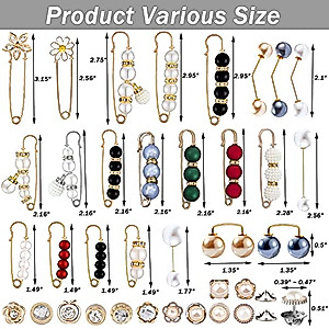 35 Pcs Pearl Brooch, Sweater Shawl Hat Clip Neckline Pins Double Faux Pearl Brooches for Women Girls Fashion Cover Up Buttons Clothing Dresses Decoration Accessories Pant Waist Tightener Safety Pins