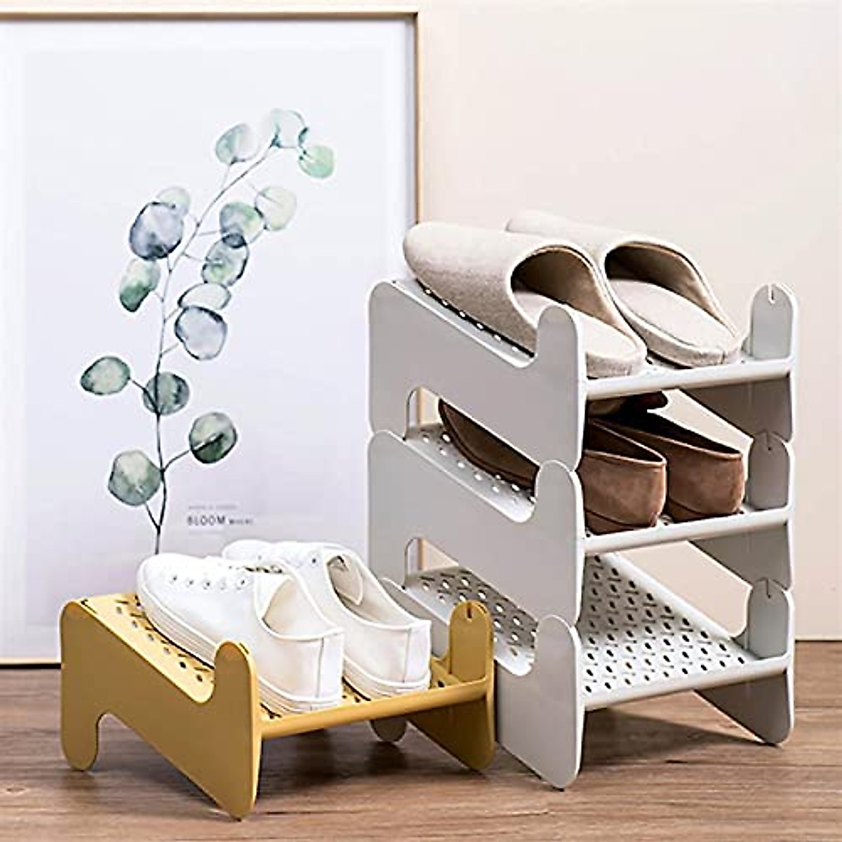 zxb-shop Houseware Stackable Shoe Storage Shelf Nordic Simple Shoe Rack Home Plastic Shoe Cabinet Layered Organizers Racks Shoe Organizer (Color : White Color)