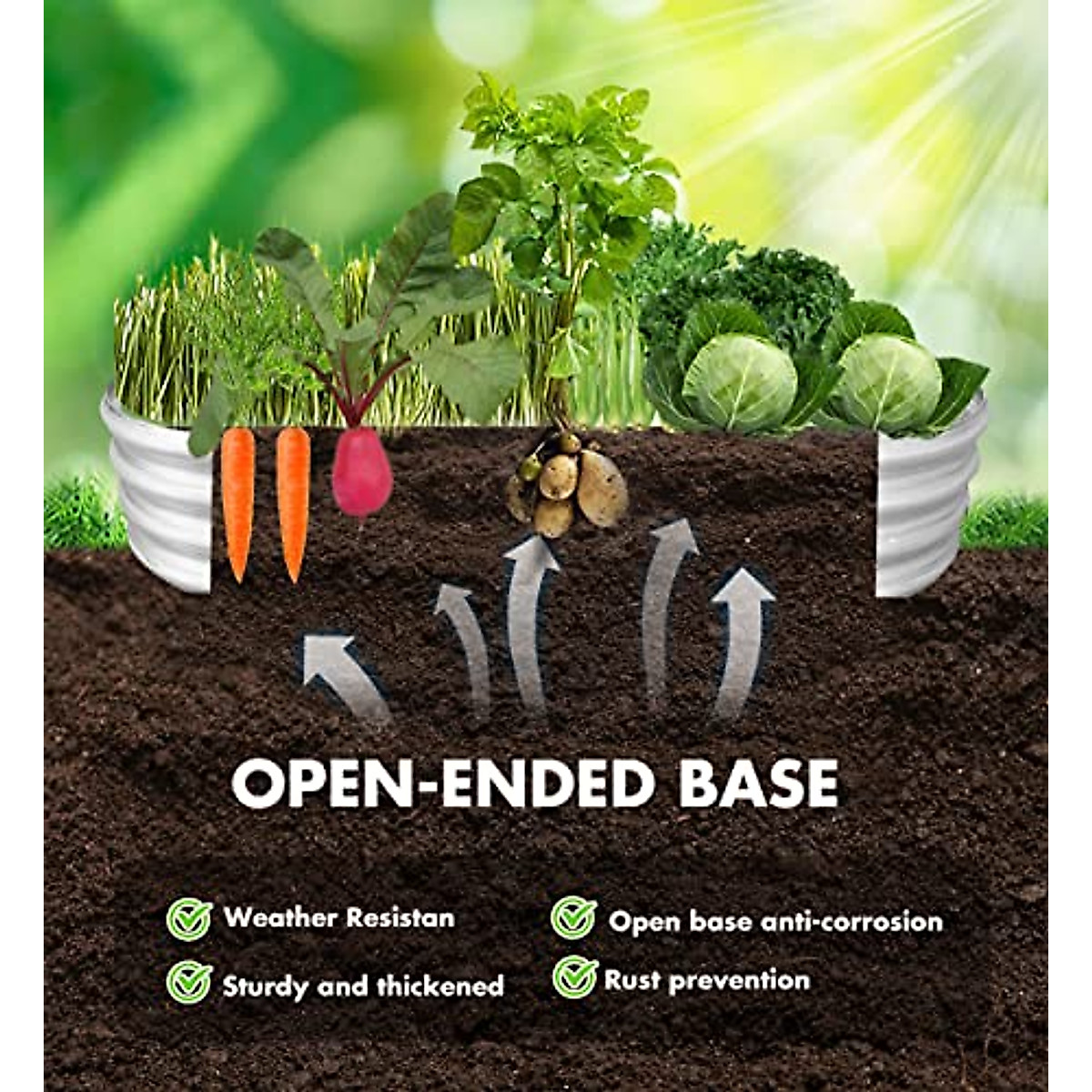 AONNTOO Galvanized Raised Garden Bed, Planters for Outdoor Plants, Oval Planters Tank with Metal Plant Support for Vegetables Flowers Fruits Herbs