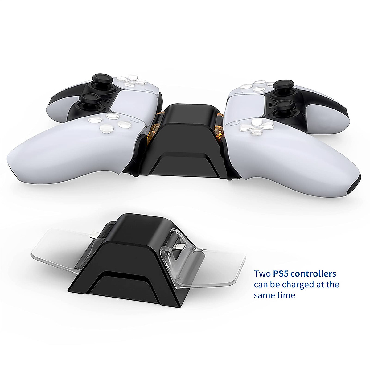 PS5 Controller Charger Station, Fast Charging Playstation 5 Controller Charging Station with LED Indicator Light and USB C Charger Cable