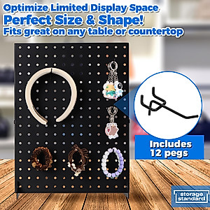 Pegboard Display Stand With 12 Peg Hooks for Retail Craft Shows & Fairs - Metal Product Merchandise Display Rack for Selling Accessories, Display Stands for Boutique, Stores, Vendors & Events