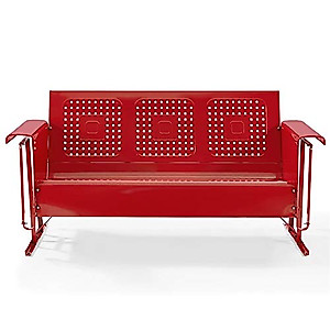 Pemberly Row Metal Gliding Patio Sofa in Red