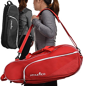 Athletico 6 Racquet Tennis Bag | Padded to Protect Rackets & Lightweight | Professional or Beginner Tennis Players | Unisex Design for Men, Women, Youth and Adults (Black)