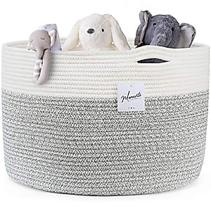 Cotton Rope Storage Basket, Extra Large Woven Basket with Handles for Living Room, Big Organizer for Throw Blankets Pillows Laundry Towels Nursery Toy Bin for Baby & Kids 20" x 20" x 13" Live Momento