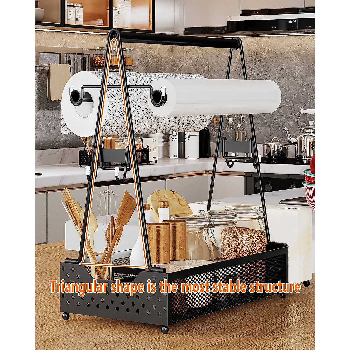 Utensil Caddy, Grill Condiment Caddy, BBQ & Picnic Caddy, Utensil Holder for Party, Picnic Flatware Caddy with Handle and Paper Towel Roll Holders, Utensil Cutlery Caddy for Camping, Kitchen